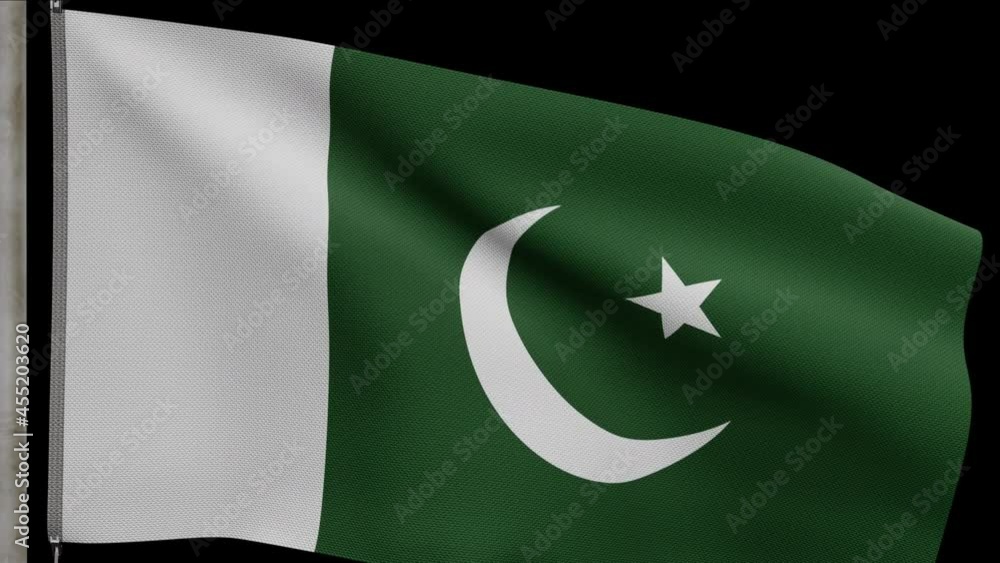 3D illustration Alpha channel of Pakistani flag waving on wind. Close ...