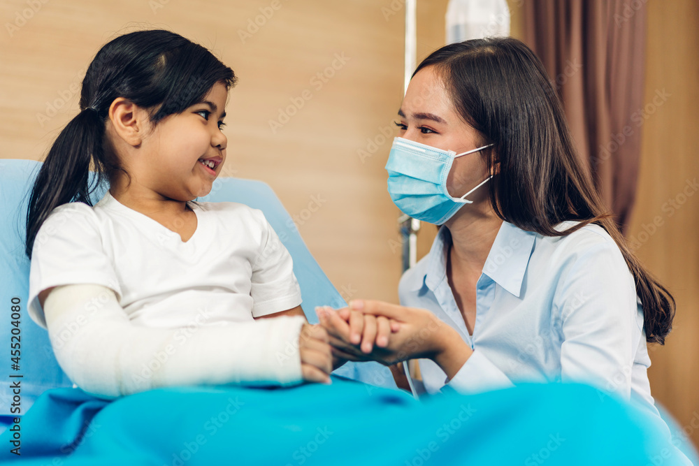 Asian smiling woman doctor service help support discussing and ...