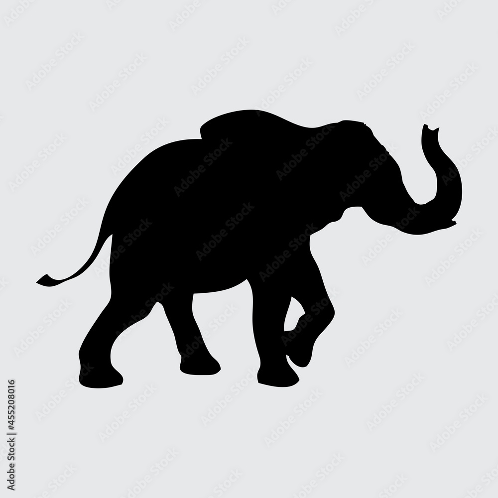 Elephant Silhouette, Elephant Isolated On White Background Stock Vector ...
