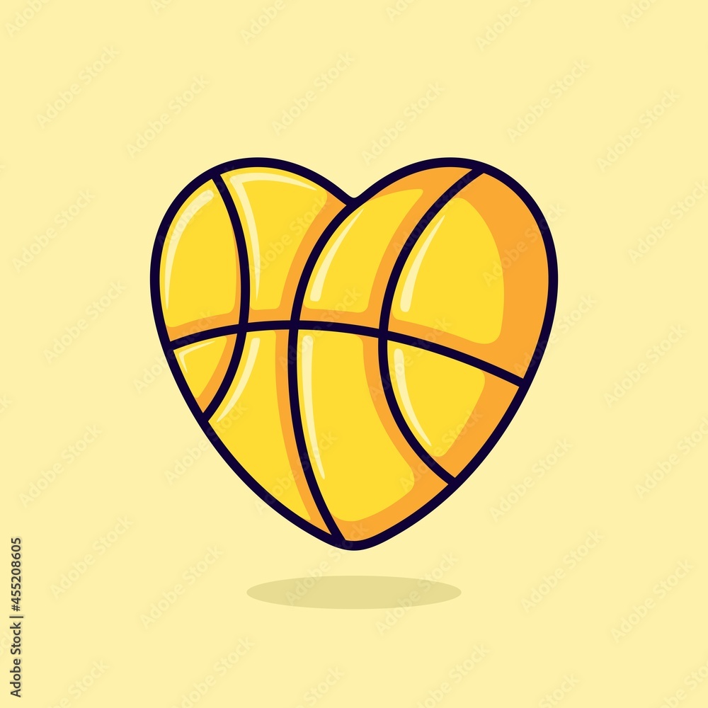 cute love shaped basketball logo design. illustration i love basketball ...