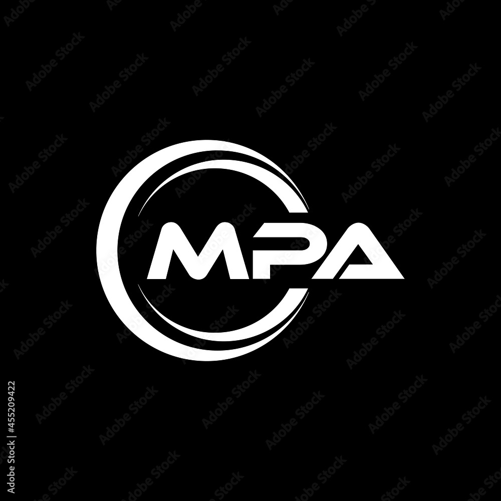 MPA letter logo design with black background in illustrator, vector ...