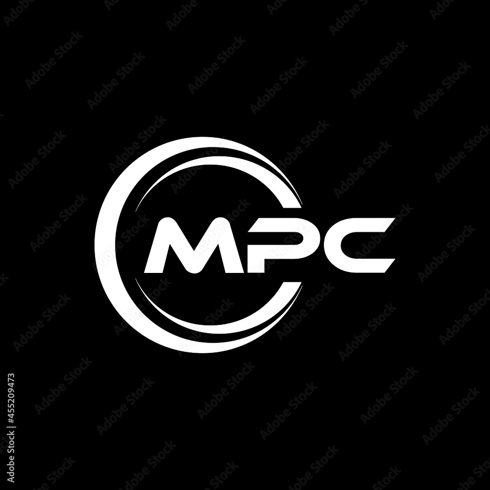 MPC letter logo design with black background in illustrator, vector ...