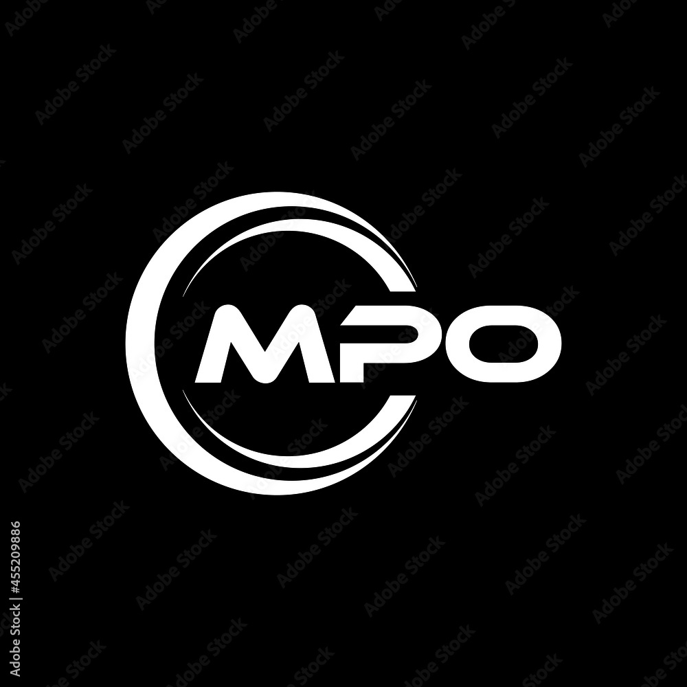 MPO letter logo design with black background in illustrator, vector ...