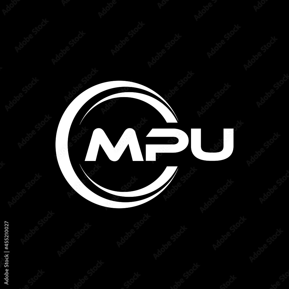 MPU letter logo design with black background in illustrator, vector ...