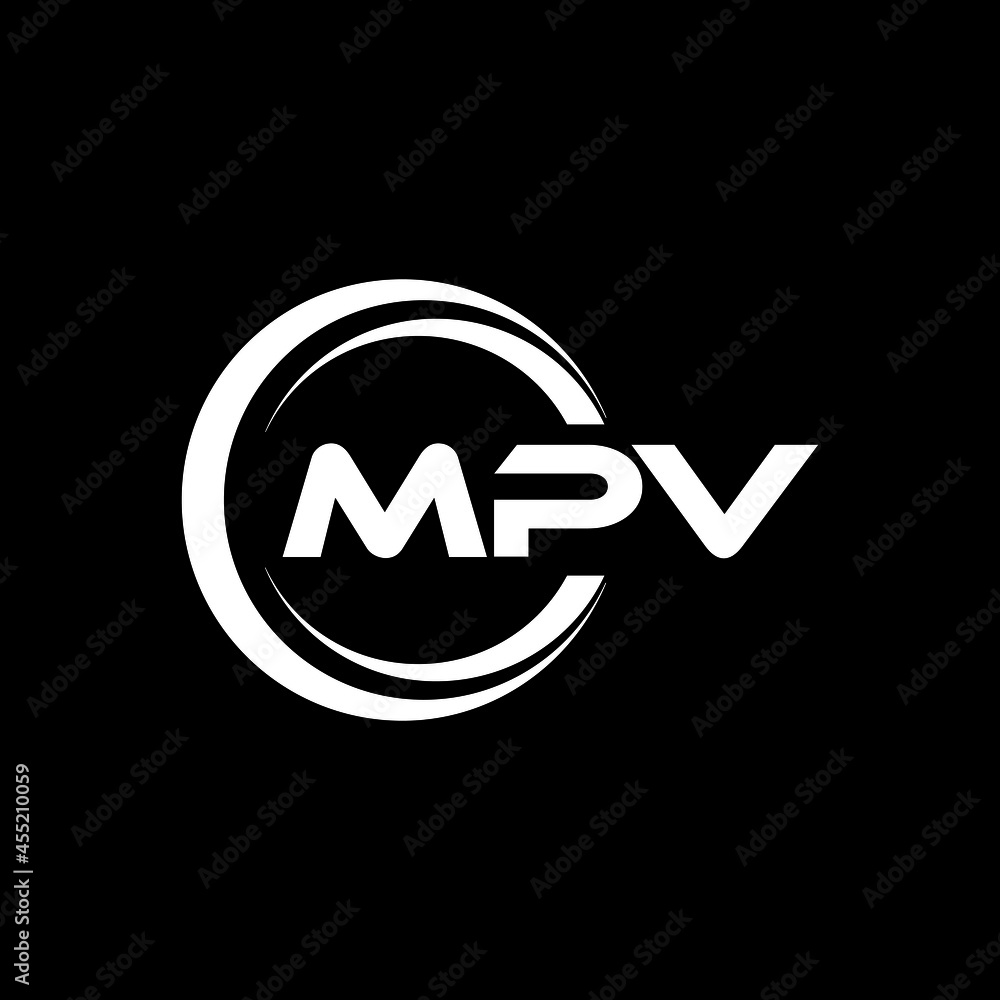 MPV letter logo design with black background in illustrator, vector ...