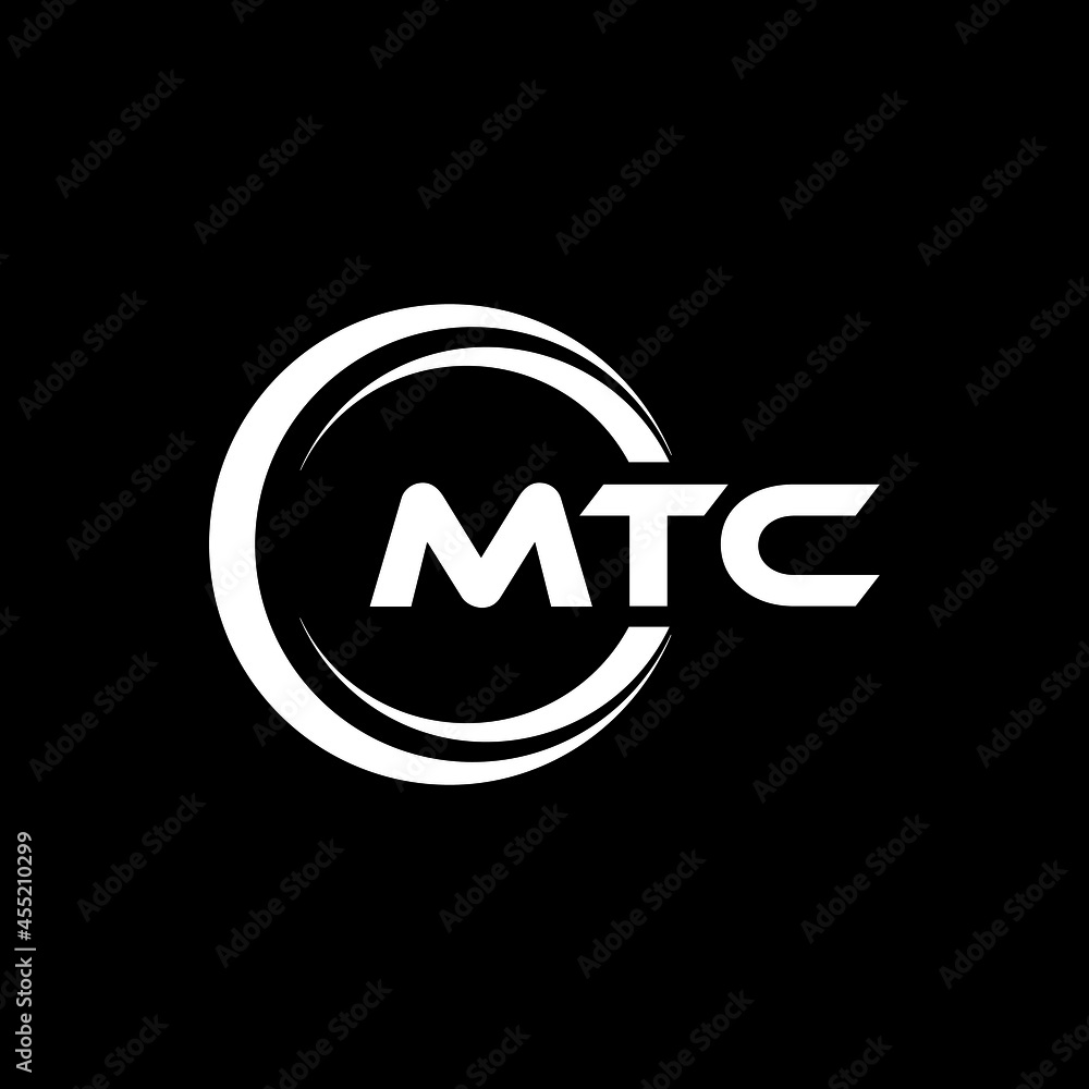 MTC letter logo design with black background in illustrator, vector ...