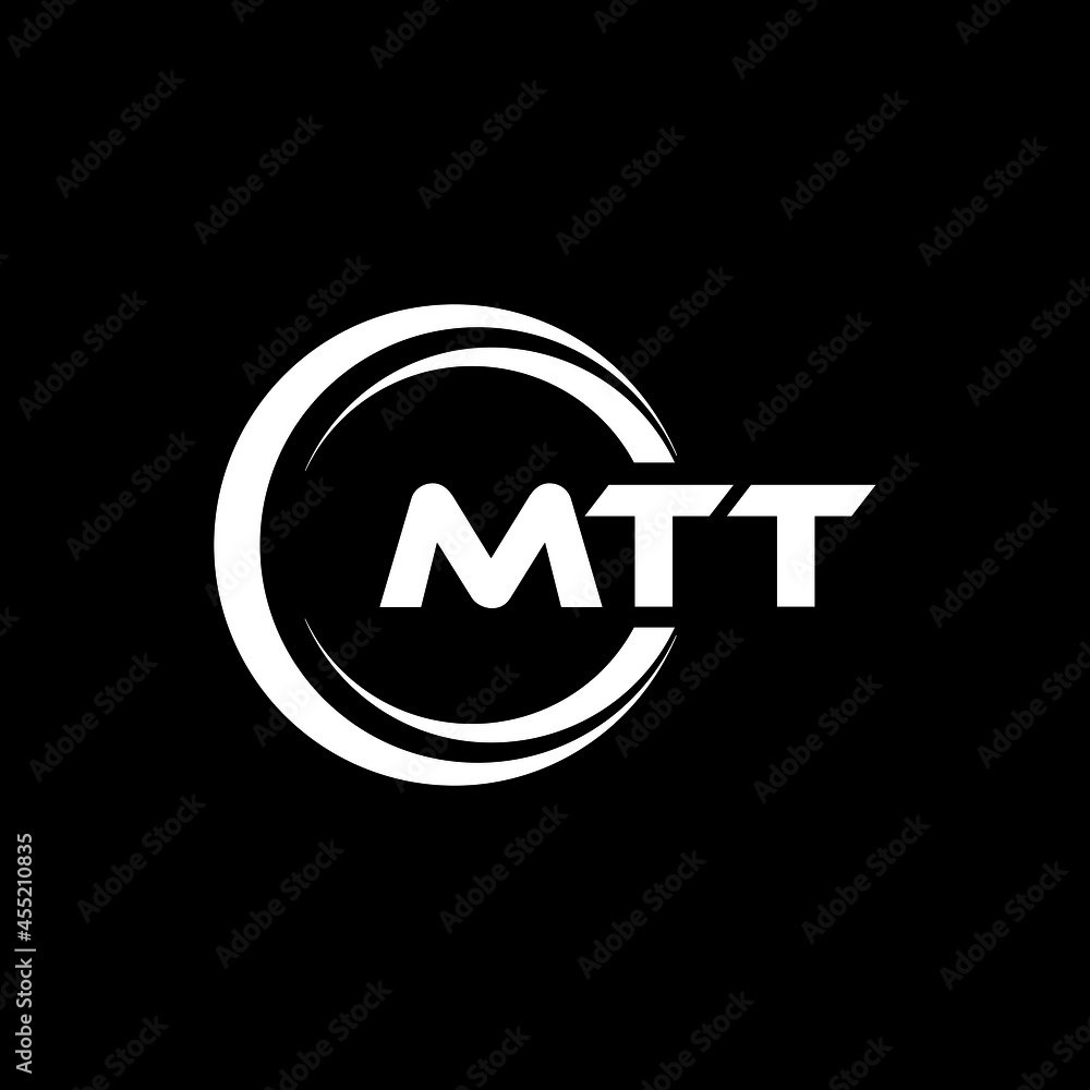 MTT letter logo design with black background in illustrator, vector ...