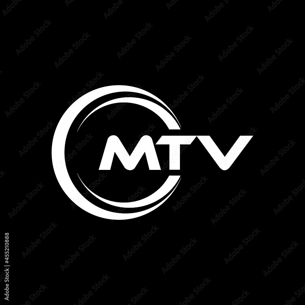 Vecteur Stock MTV letter logo design with black background in ...