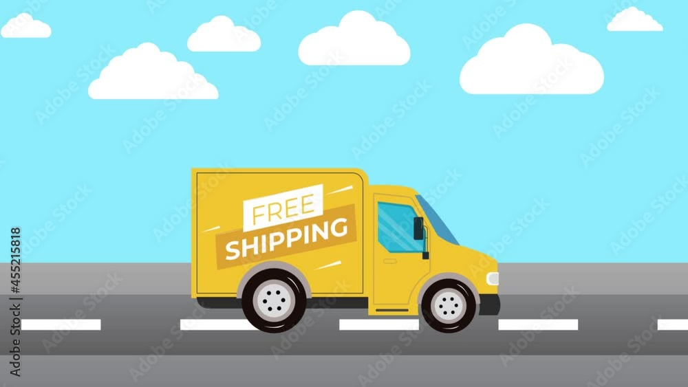 Free delivery services concept 4K animation. Delivery truck Animated ...