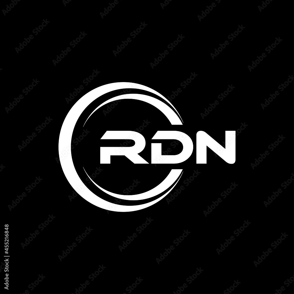 RDN letter logo design with black background in illustrator, vector ...