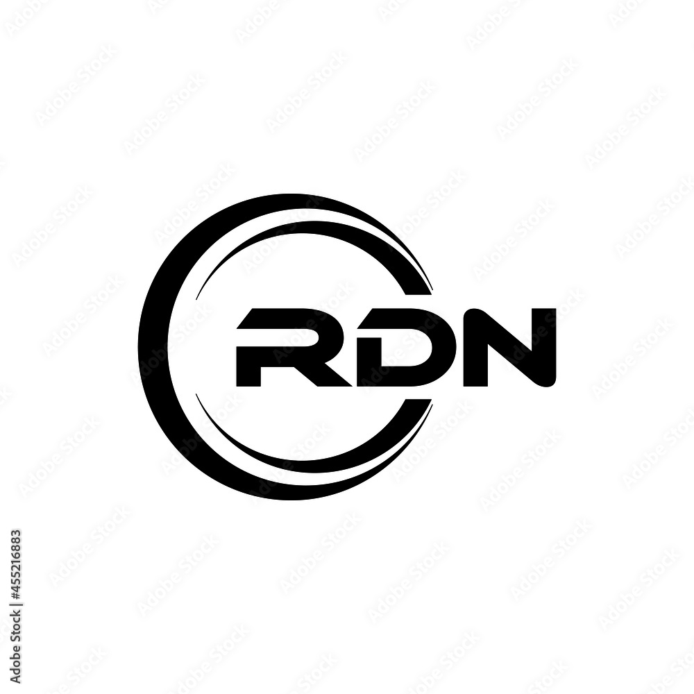 Vetor do Stock: RDN letter logo design with white background in ...
