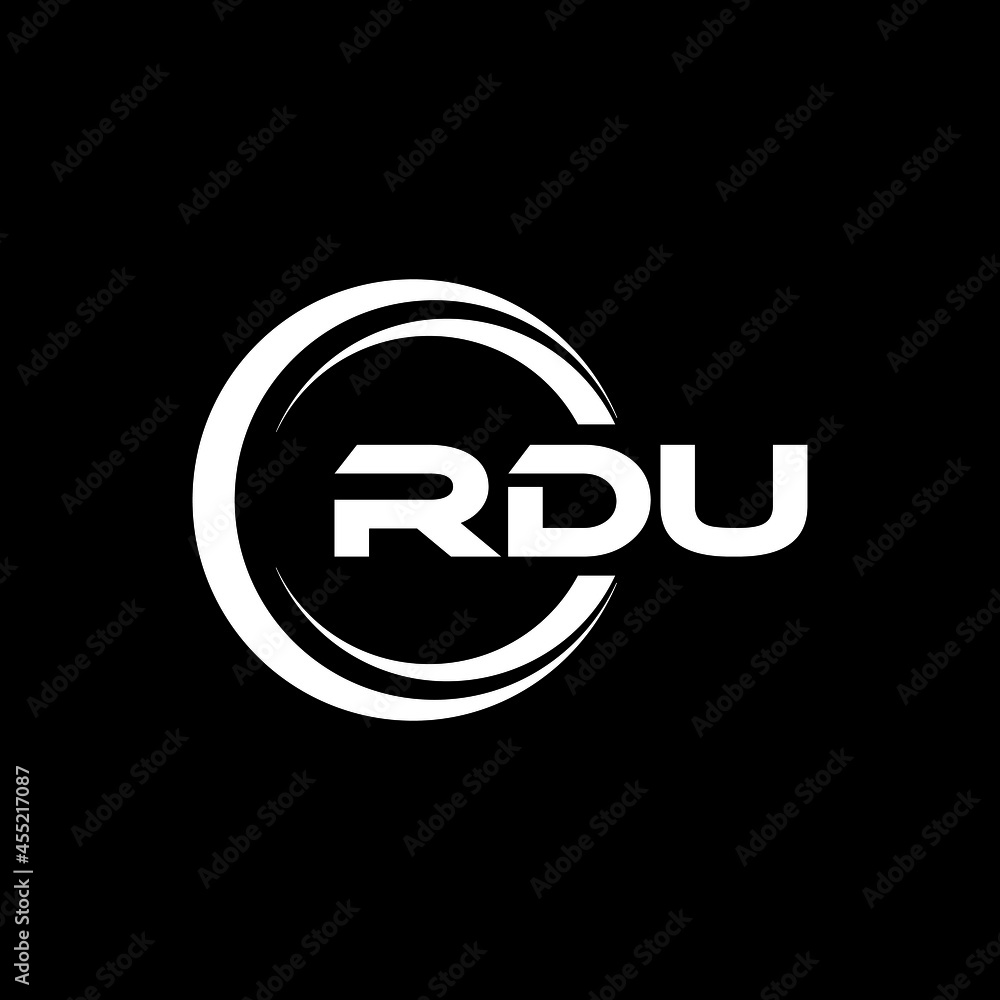 RDU letter logo design with black background in illustrator, vector ...