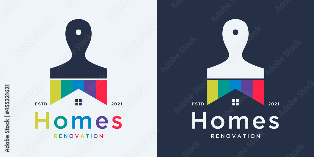Painting logo design with home concept rainbow color. Home renovation ...