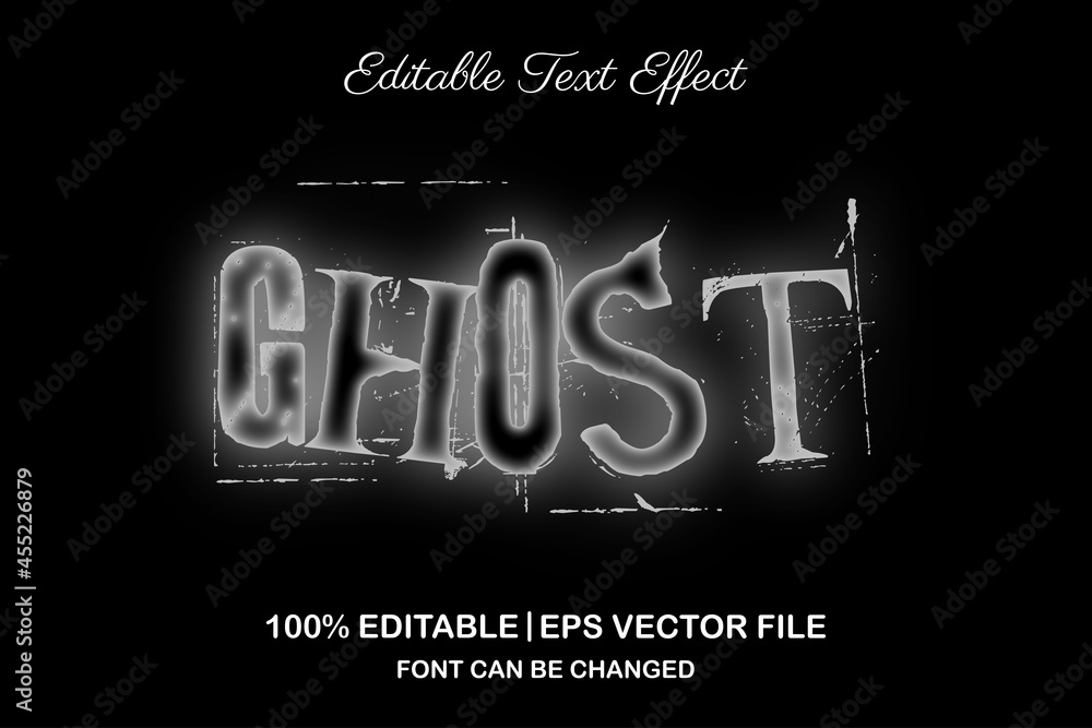 ghost 3d editable text effect Stock Vector | Adobe Stock