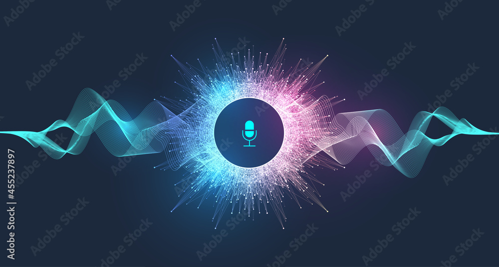 Voice assistant concept. Voice and sound recognition equalizer wave ...