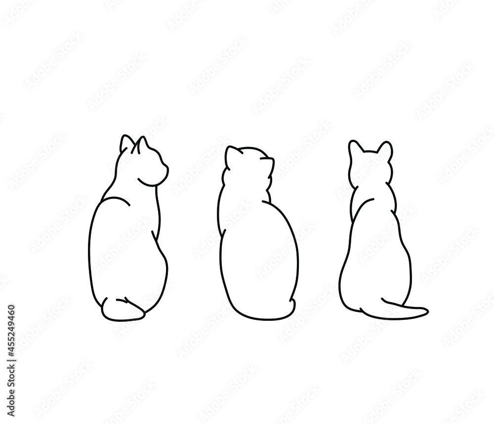 Sitting Cat Back Drawing