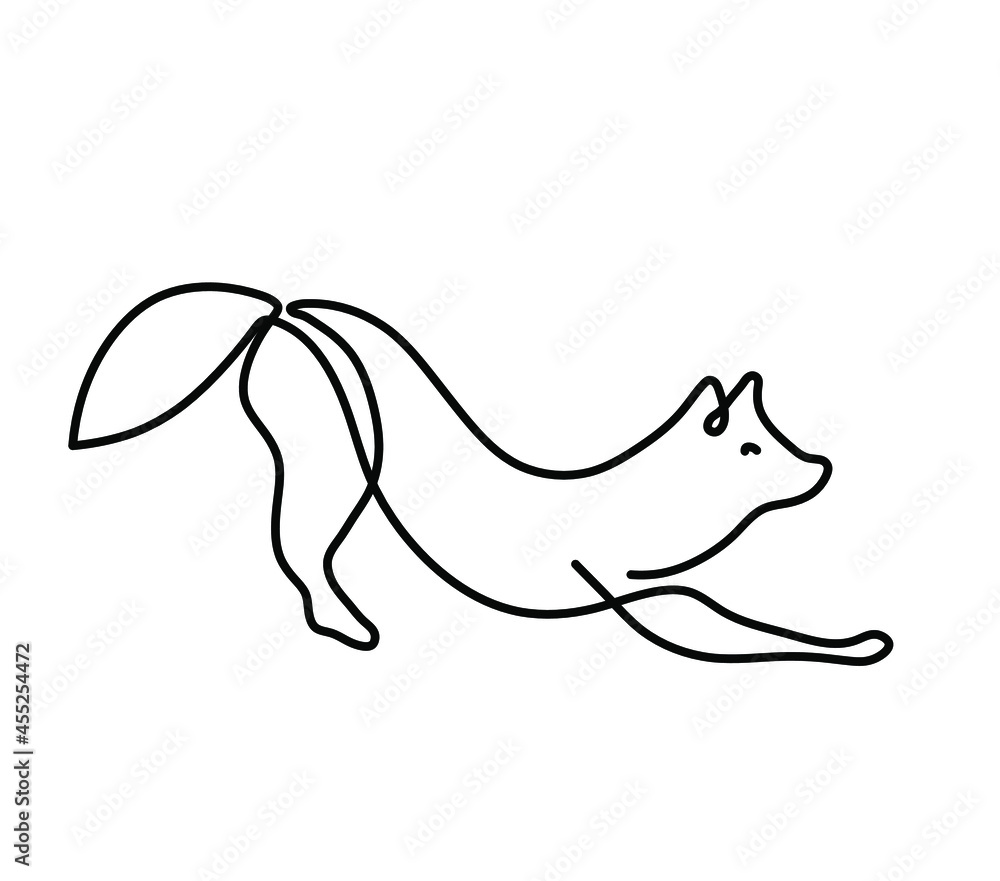 Vector isolated one line single line fox icon logotype simple drawing ...