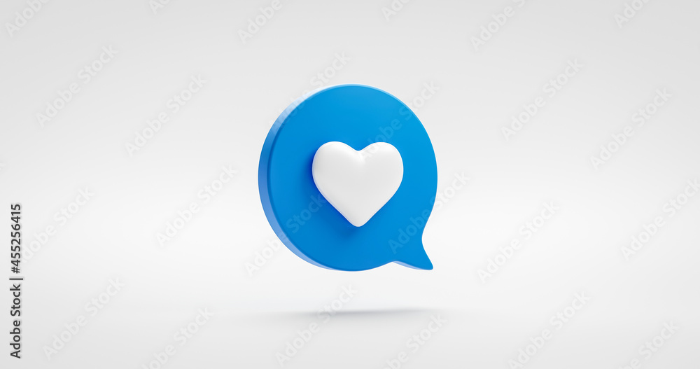 Blue like heart icon sign or favorite social love media illustration ...