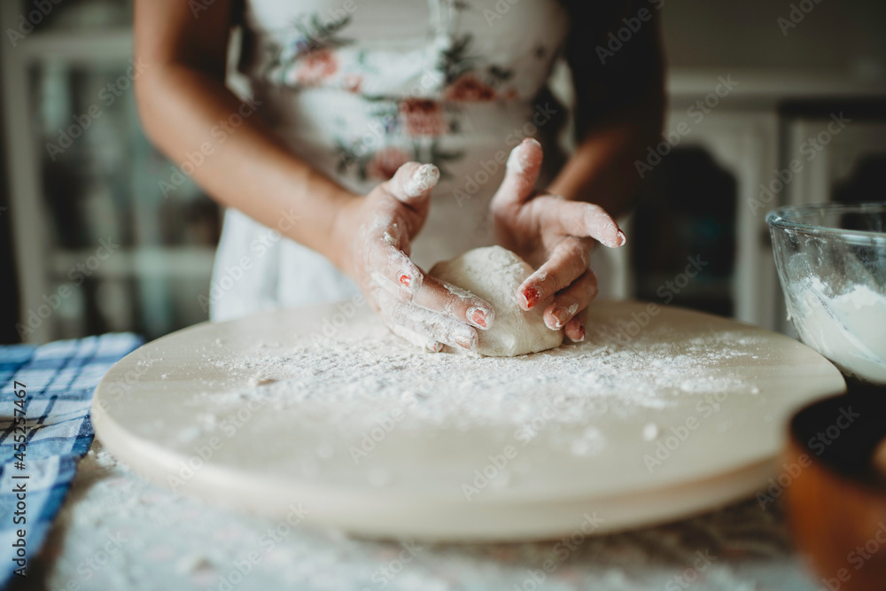 Person molding dough for cookies.Female baker and baking.Person ...