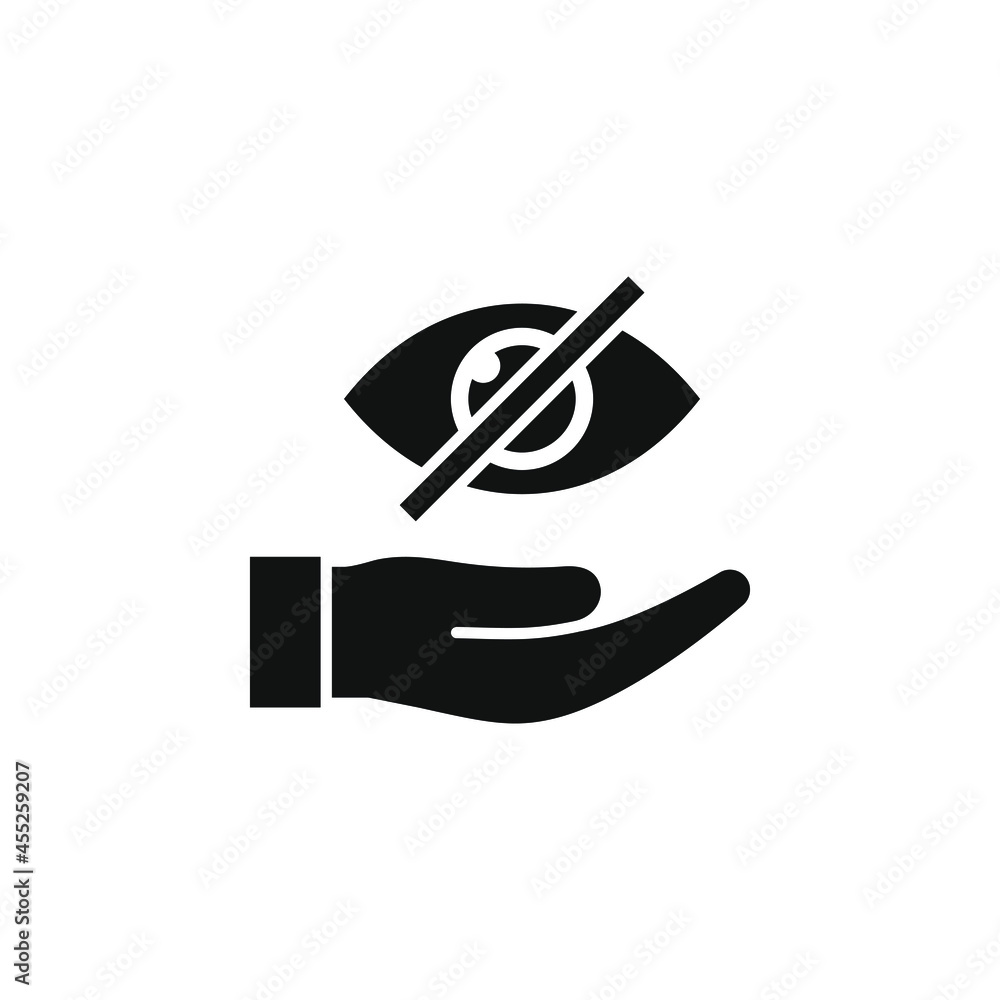 Hidden sign on hand icon flat style isolated on white background ...