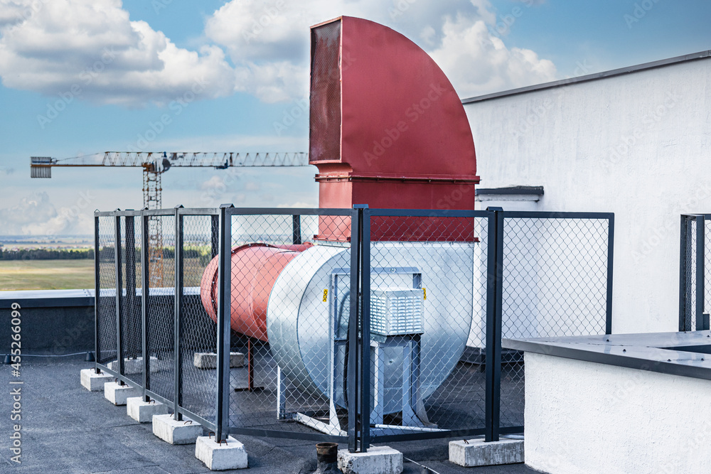 Ventilation system of a multi-storey residential building. Forced ...