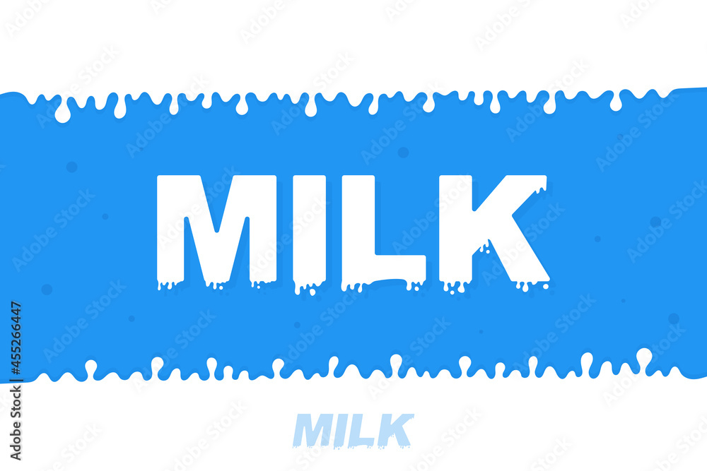 Vector word made of flowing milk. Letters with splatters, drops and ...