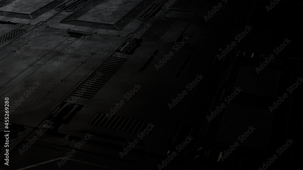 Black, Tech Background with Sci-Fi 3D Panels. Dark, Futuristic style ...