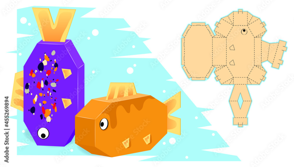 Fish Shaped Gift Box Design for Candy. Cardboard Die Cut can be Opened ...