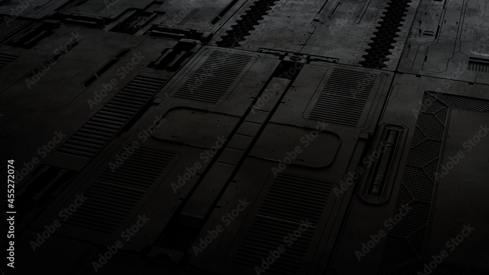 Black, Tech Wallpaper with Sci-Fi 3D Panels. Dark, Futuristic style. 3D ...