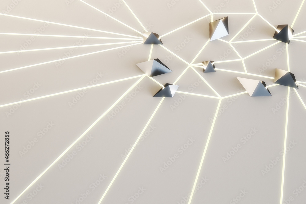 Abstract line connected diamonds on light background. Design concept ...