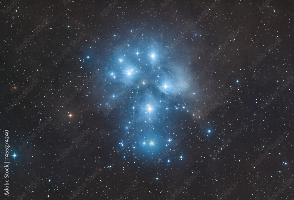 The Pleiades star cluster in the constellation Taurus Stock ...