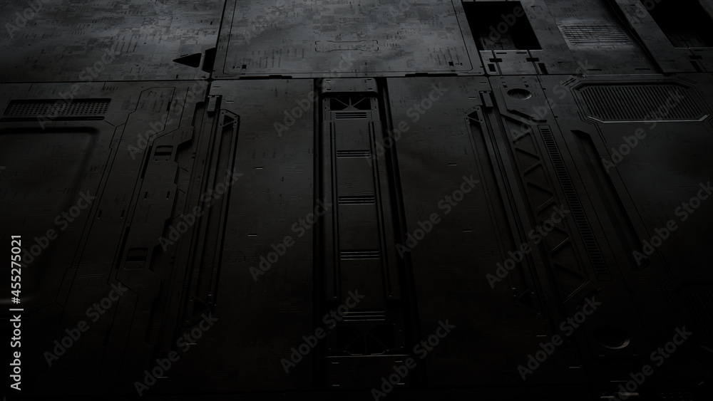 Black, Tech Background with Futuristic 3D Panels. Dark, Sci-Fi style ...