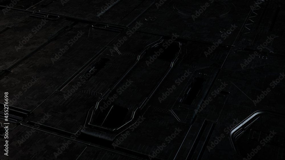 Black, Tech Wallpaper with Sci-Fi 3D Panels. Dark, Futuristic style. 3D ...