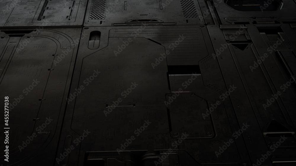 Black, Tech Wallpaper with Futuristic 3D Panels. Dark, Sci-Fi style. 3D ...
