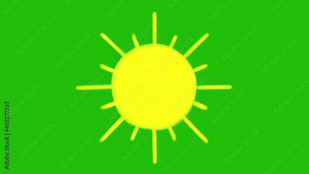 Hand painted sun animation on a green screen background, stop motion ...