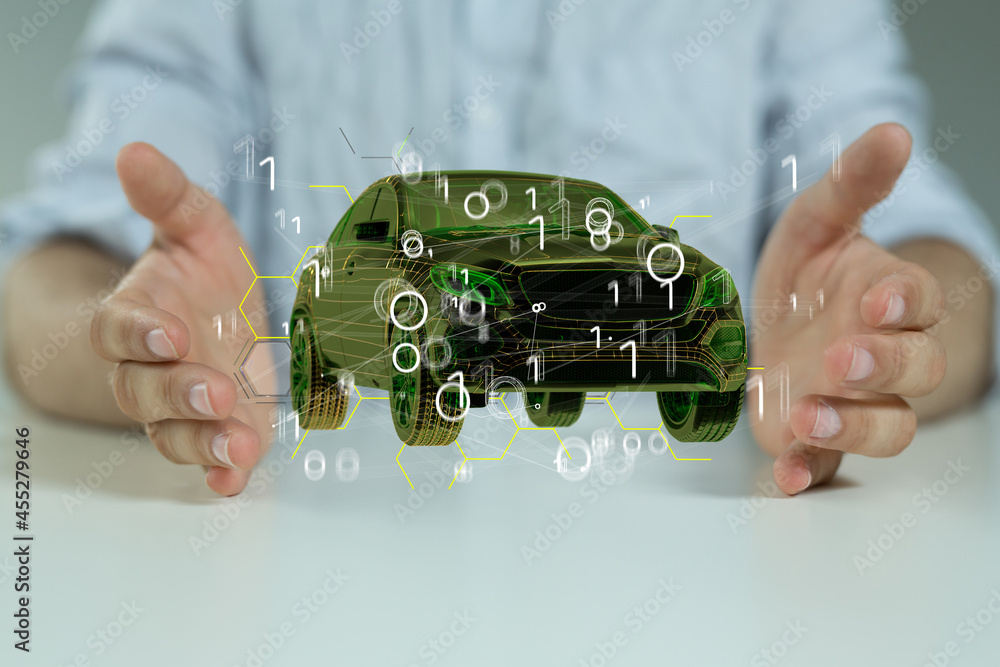 Driverless autonomous vehicle with lidar technology Stock Photo | Adobe ...