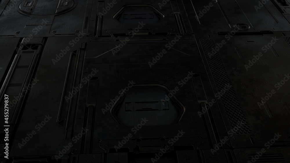 Black, Tech Wallpaper with Sci-Fi 3D Panels. Dark, Futuristic style. 3D ...