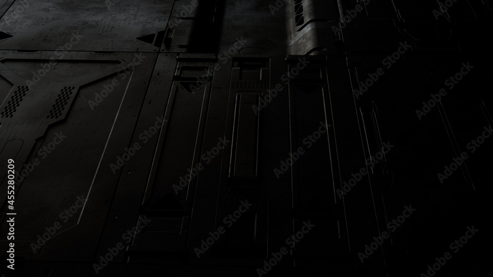 Black, Tech Wallpaper with Futuristic 3D Panels. Dark, Sci-Fi style. 3D ...