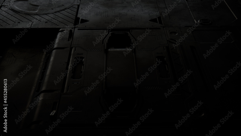 Black, Tech Wallpaper with Sci-Fi 3D Panels. Dark, Futuristic style. 3D ...