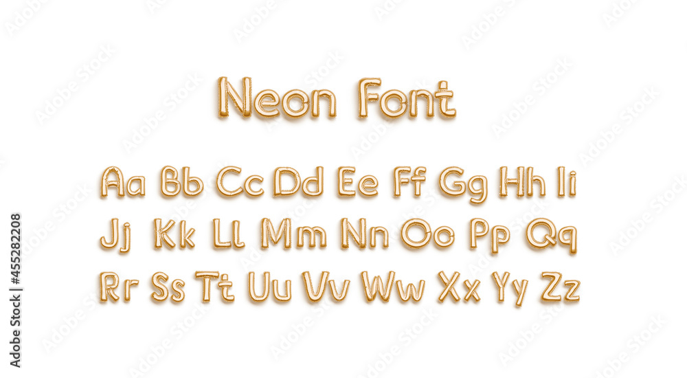 Inflated gold balloon font with capital and lowercase alphabet ...