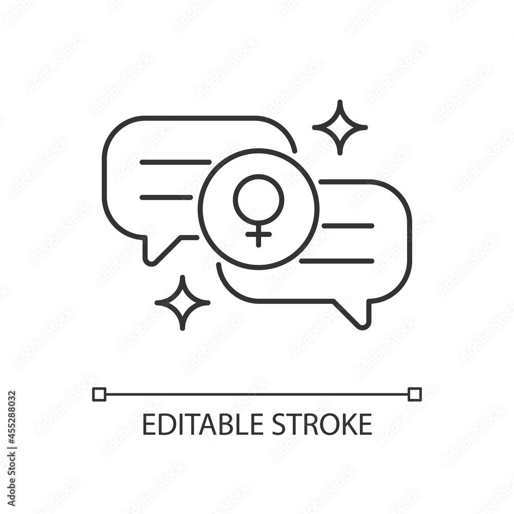 Female bonding linear icon. Strength for feminine gender. Supportive ...