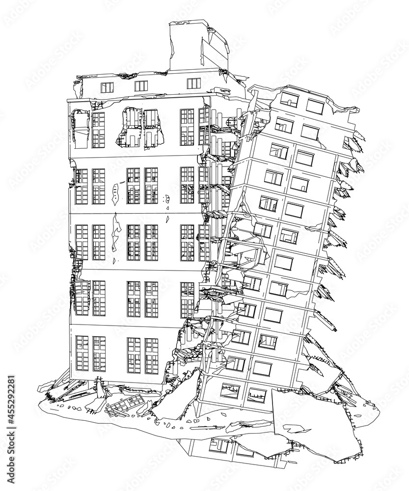 Destroyed Building Drawing