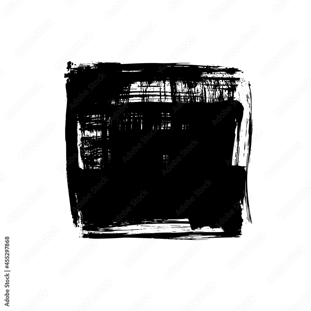 Black rough edge vector square box. Hand drawn black painted ...