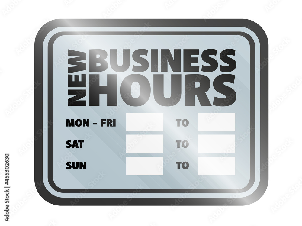 new business hours sign, obening hours sign isolated on white ...