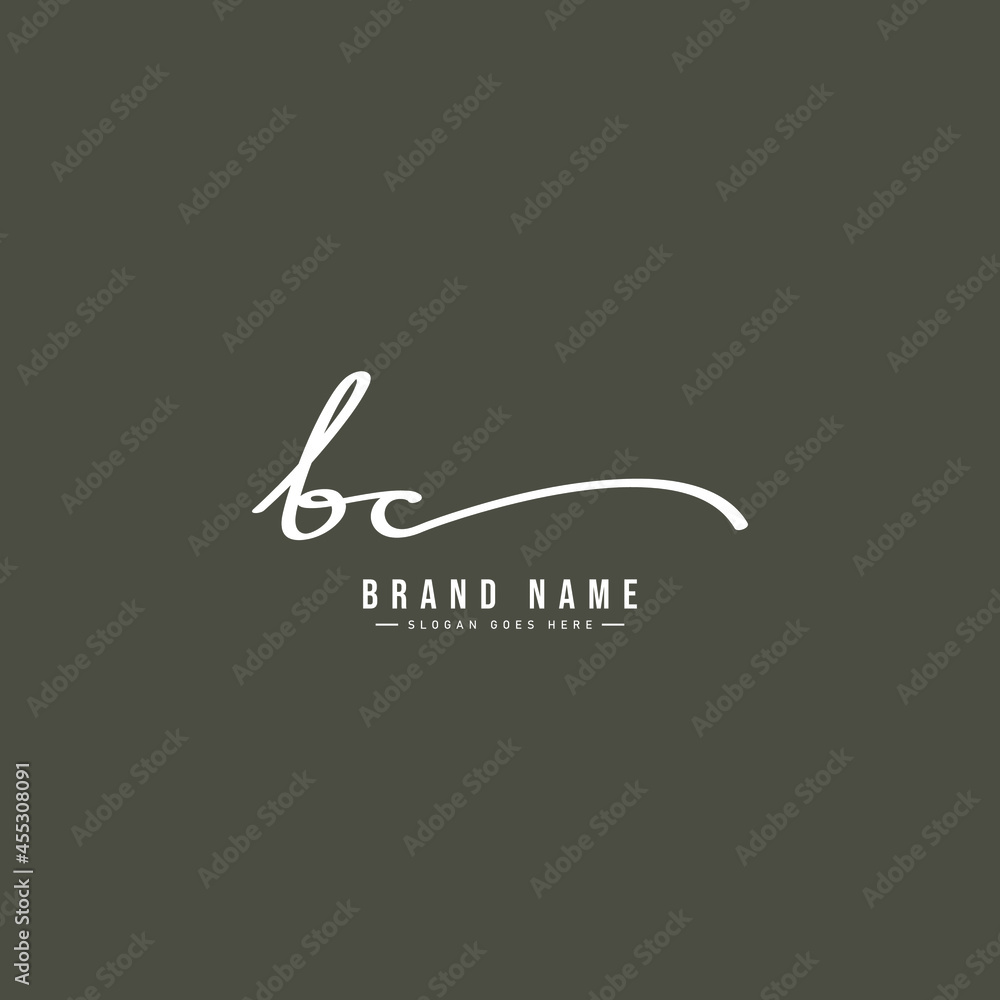 Initial Letter BC Logo - Hand Drawn Signature Style Logo Stock Vector ...