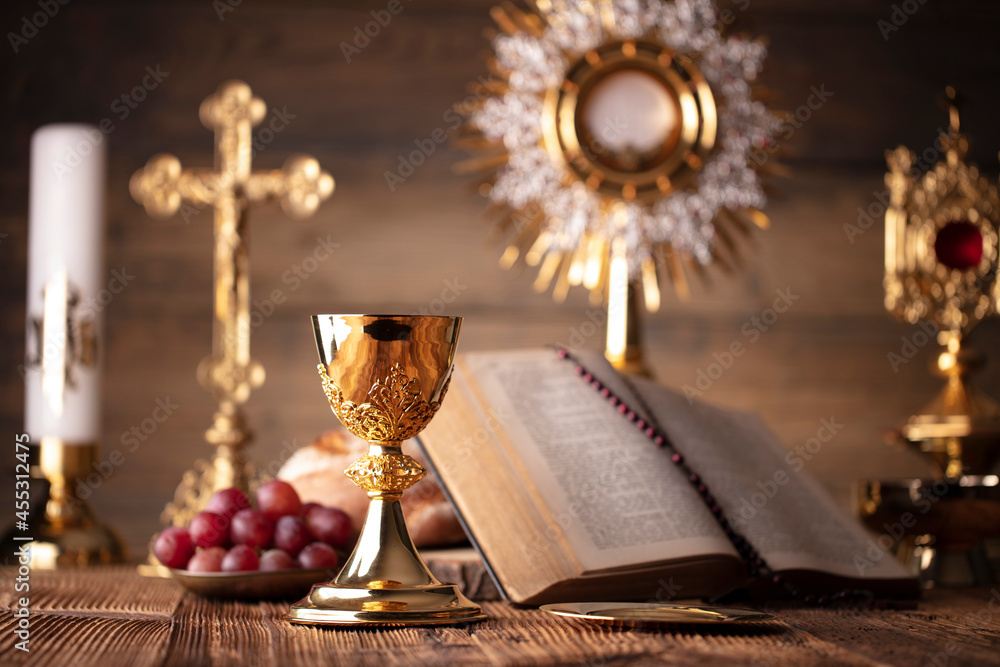 Catholic religion concept. Catholic symbols composition. The Cross ...