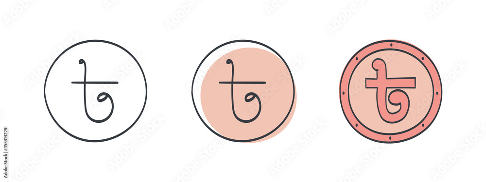 Bangladeshi Taka icons. Painted Taka symbol. Signs of the currencies of ...
