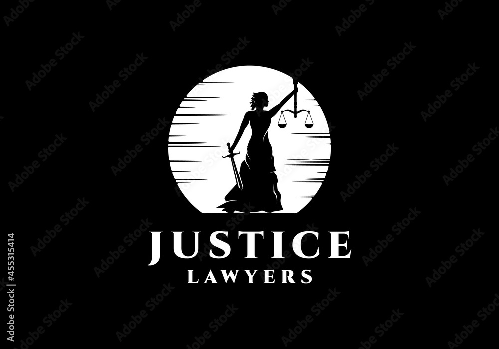 Silhouette woman, vrouwe justitia, lady justice logo design template ...