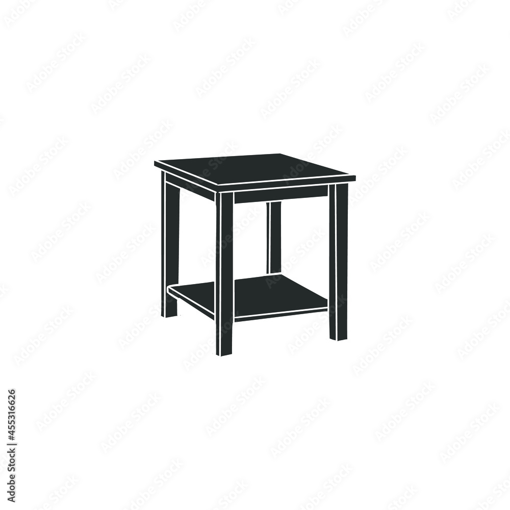 End Table Icon Silhouette Illustration. Furniture Vector Graphic ...