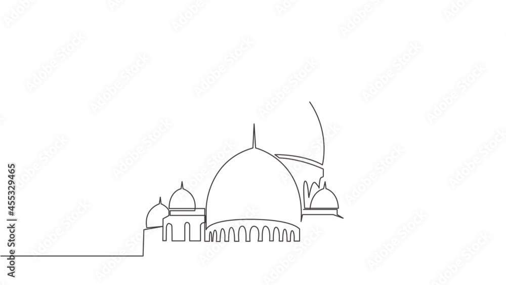 Self drawing animation of one single line draw Islamic historical dome ...
